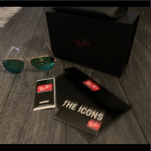 Ray-Ban | Accessories | Ray Ban Polarized Green Flash Aviators | Poshmark